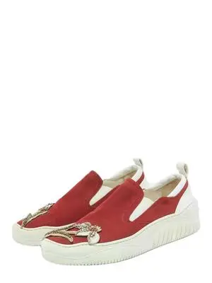 N°21 Embellished Floral-patch Slip-on Sneakers - Red
