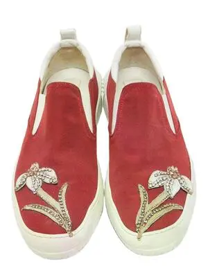 N°21 Embellished Floral-patch Sneakers - Red