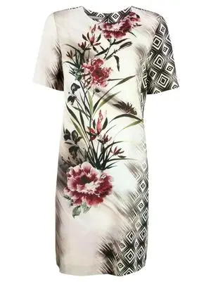 Alberta Ferretti Floral-print Shift Dress - Neutrals
