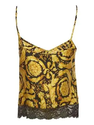 Versace Barocco Lace-trim Camisole - Black