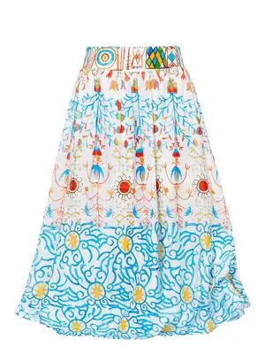 CASA ATELIER BY FERDINANDO FUSCO Nerano Maxi Skirt In Cotton Voile - Blue