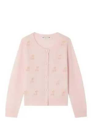 Bonpoint Cashmere Cherry Embellished Cardigan - Pink