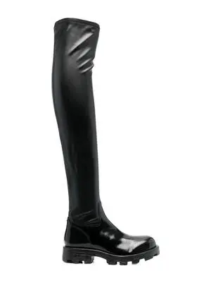 DIESEL® Calf Leather Thigh-high Boots - Black