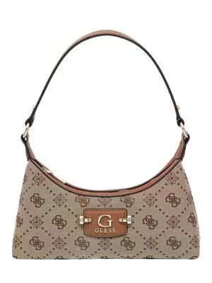 Guess Neda Logo-plaque Shoulder Bag - Neutrals