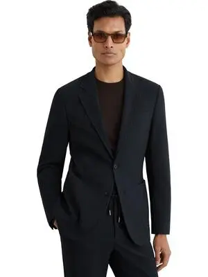 REISS Tailored Fit Jersey Single-breasted Suit Blazer - Navy