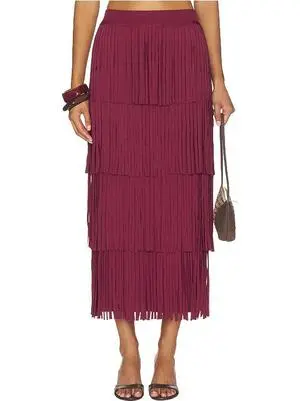 SIMONMILLER Za Za Knit Fringe Skirt - Wine