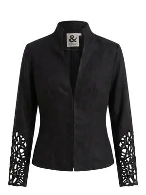 TAARACH & AMPERSAND Threadline Cocoon Jacket With Embroidered Sleeves - Black