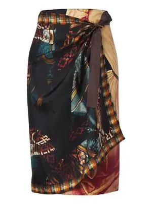 Dries Van Noten Printed Silk Wrap Skirt - Multicoloured