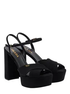 Prada Suede Platform Sandals - Black
