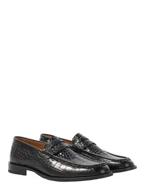 Our Legacy Light Croc-effect Leather Penny Loafers - Black