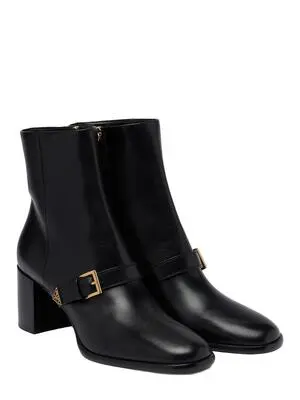 Prada Leather Ankle Boots With Gold-tone Hardware - Black