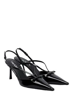 Prada Leather Slingback Pumps - Black