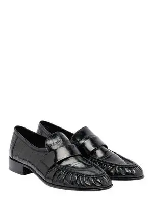 THE ROW Soft Leather Loafers - Black