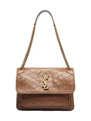 Saint Laurent Niki Medium Leather Shoulder Bag Brown