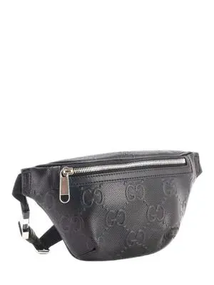 Gucci Gg Embossed Perforated Leather Small Belt Bag - Black