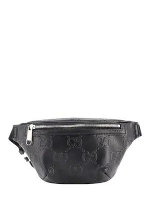 Gucci Gg Embossed Perforated Leather Belt Bag - Black