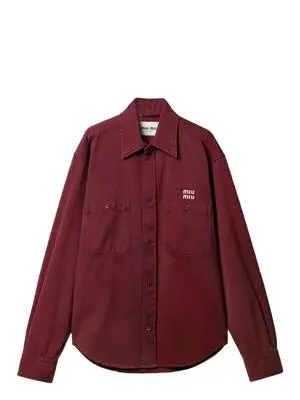 Miu Miu Logo-embroidered Shirt - Red