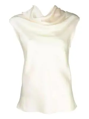 Philosophy Di Lorenzo Serafini Satin Mock-neck Blouse - Neutrals