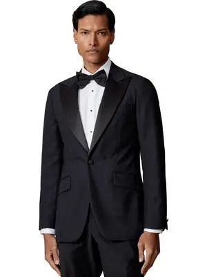 REISS Single-breasted Jacquard Tuxedo Jacket Wool-blend Classic-fit - Navy