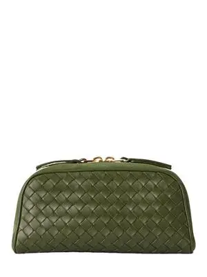 Bottega Veneta Nodo Small Suede-trimmed Intrecciato Leather Pouch - Green