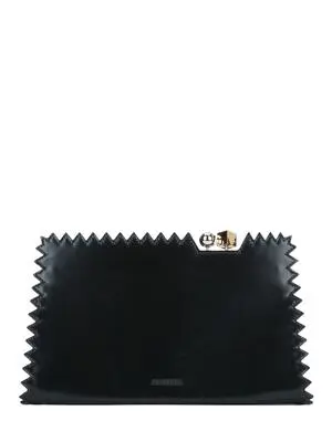 Jacquemus Le Salon Leather Clutch With Textured Edges - Black