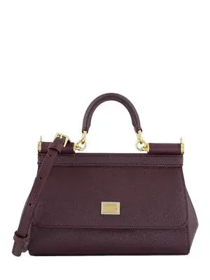 Dolce & Gabbana Dolce & Gabbana Sicily Mini Grained Calfskin Handbag Wine