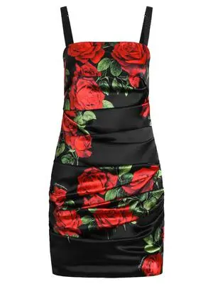 Dolce & Gabbana Rose-print Satin Dress Dresses - Multicolor