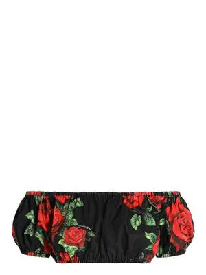 Dolce & Gabbana Rose-print Poplin Top Shirts And Tops - Multicolor