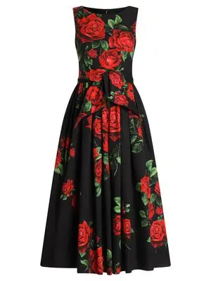Dolce & Gabbana Rose-print Sleeveless Poplin Midi Dress - Multicolor