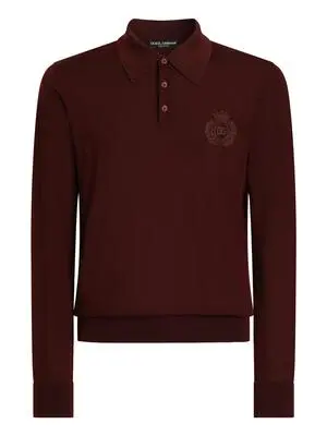 Dolce & Gabbana Knit Polo Shirt With Embroidery Sweaters And Cardigans - Purple