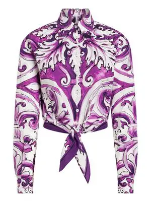 Dolce & Gabbana Majolica-print Poplin Shirt Shirts And Tops - Multicolor
