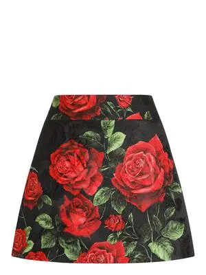 Dolce & Gabbana Rose-print Brocade Mini Skirt - Multicolor