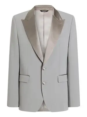 Dolce & Gabbana Sicilia Light Single-breasted Micro-rib Tuxedo Jacket Collection Gray - Grey