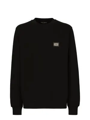 Dolce & Gabbana Jersey Sweatshirt With Branded Tag Sweatshirts - Black
