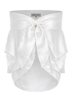 ANDRES OTALORA Lomas" Tie-detailed Silk-organza Off-the-shoulder Blouse - White