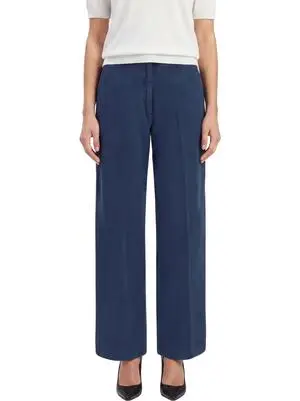 FORTE_FORTE Mid-rise Cotton Wide-leg Pants - Blue