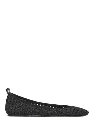 Marc Jacobs Crochet Polyester Ballet Flats With Perforated Round Toe - Silver