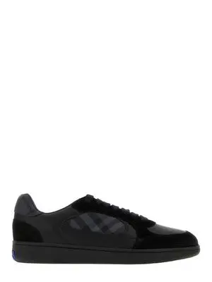 Burberry Terrace Side Check Suede And Leather Sneakers - Black