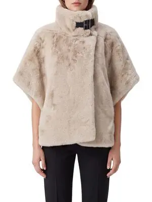 Pinko Comodino Faux Fur Short Coat - Dove Grey