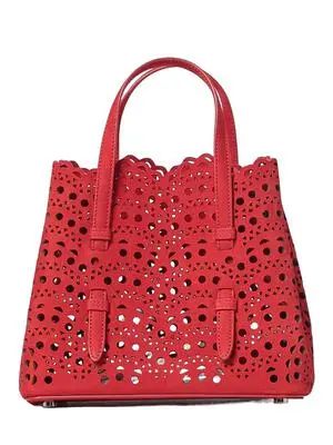 Alaïa Mina Perforated Nubuck Handbag - Red