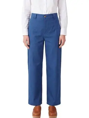 Chloé High-waisted Wide-leg Cotton Trousers - Blue