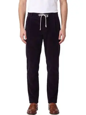 Eleventy Slim Fit Corduroy Trousers With Drawstring Waist And Pleats - Red