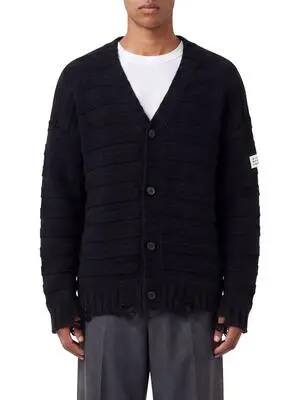 MAISON MARGIELA Relaxed Fit Distressed Wool-blend Cardigan - Black