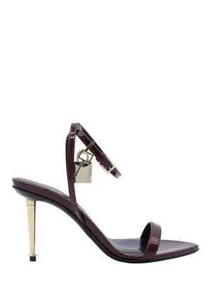 TOM FORD Padlock Patent Leather High-heeled Sandals With Ankle Strap - Ruby