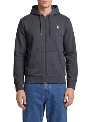 Polo Ralph Lauren Cotton Blend Zip-up Hoodie With Embroidered Pony Logo - Grey
