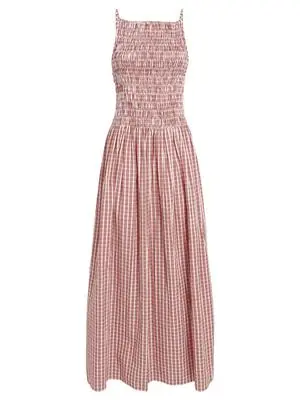 Faithfull The Brand Cotton Shirred Laia Midi Dress - Red