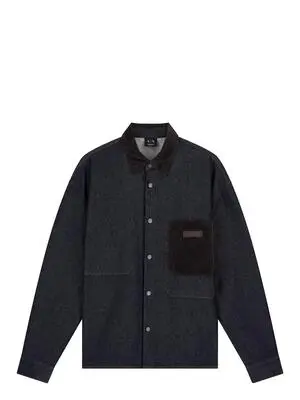 Armani Exchange Oversized Shirt In Stretch Cotton Denim - Blue