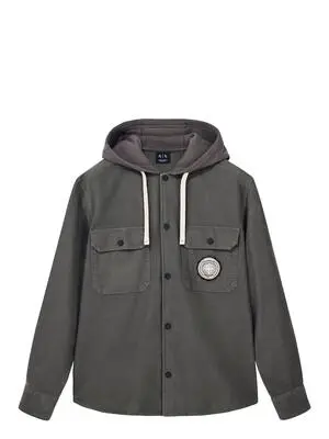 Armani Exchange Oversized Shirt In Cotton Moleskin - Brown