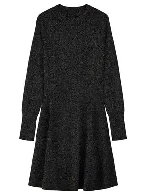 Armani Exchange Slim Fit Dress Knit In Recycled Viscose And Metallic Fiber - Black