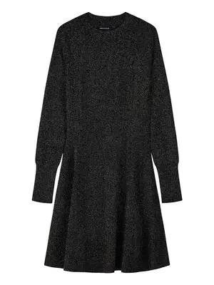 Armani Exchange Slim Fit Knit Dress In Recycled Viscose And Metallic Fiber - Black